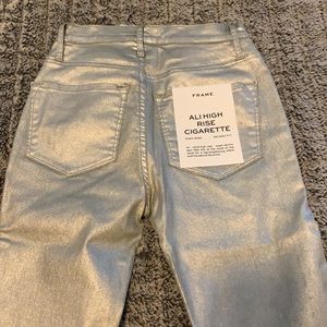 Frame Denim | Jeans | Frame Silver Coated Ali High Rise Metallic Skinny ...